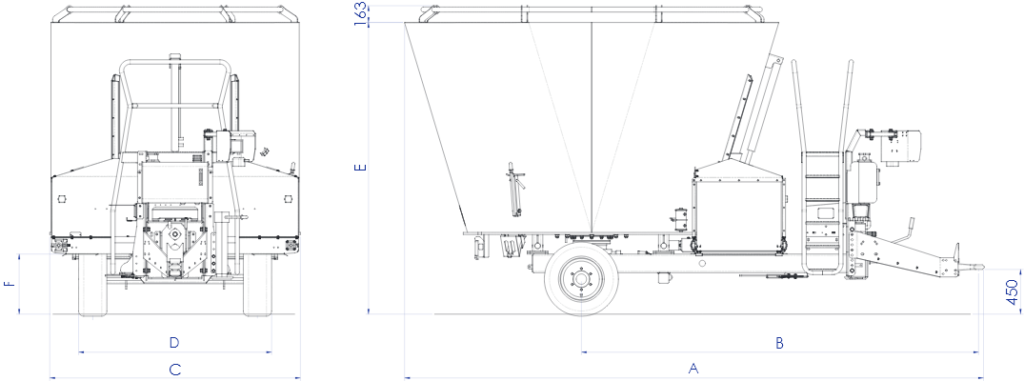 Vertical single auger mixer with front discharge belt Model MV - Tatoma